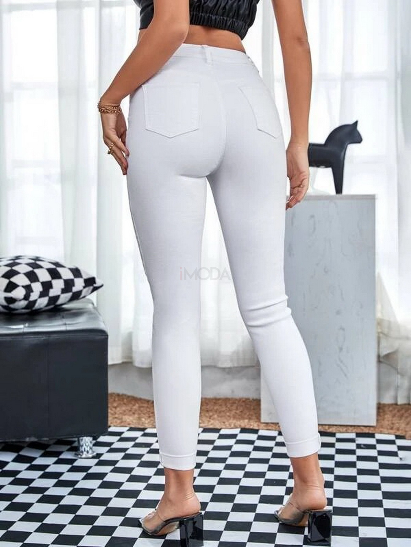 Biele elastické rifle | iMODA.sk