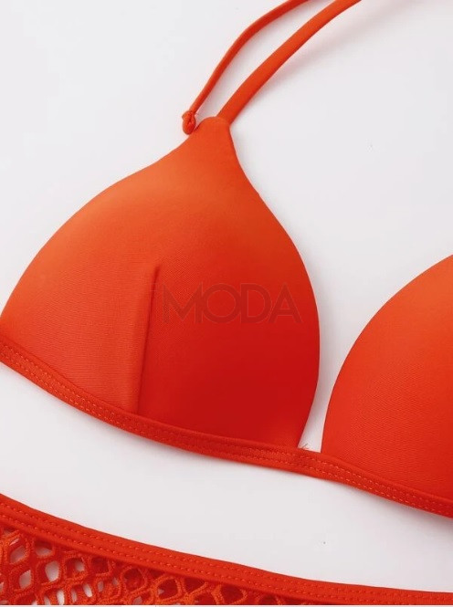 Oranžové push-up dvojdielne plavky s plážovou sukňou | iMODA.sk