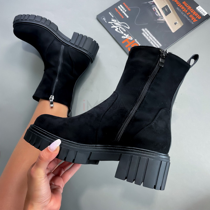 Čierne semišové nízke čižmy | iMODA.sk