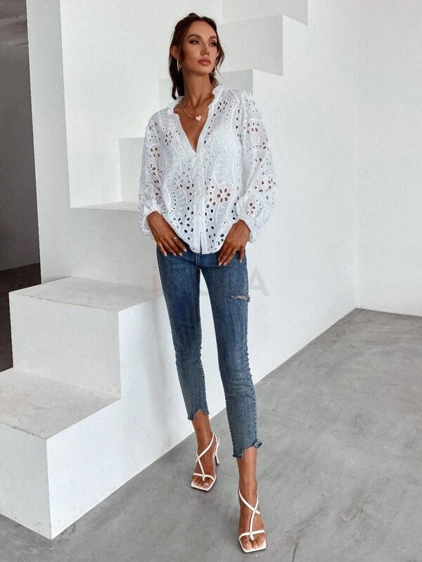 Biela madeirová blúzka | iMODA.sk