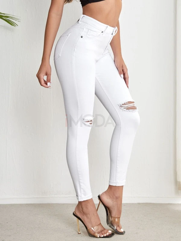 Biele potrhané rifle | iMODA.sk