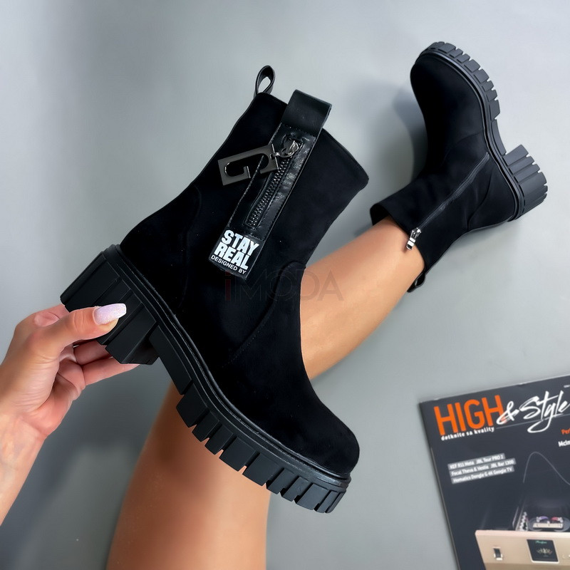 Čierne semišové nízke čižmy | iMODA.sk